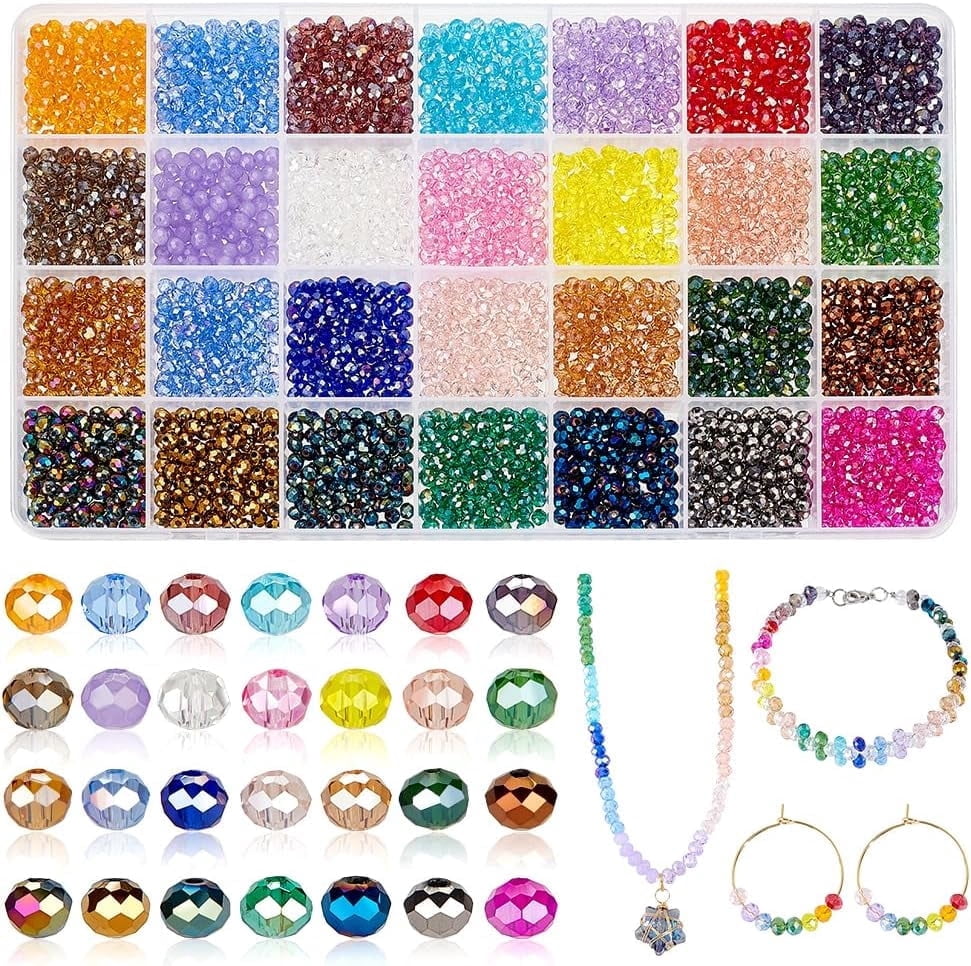 3080Pcs Crystal Beads 28 Style Faceted Rondelle Beads Mixed Color Small ...