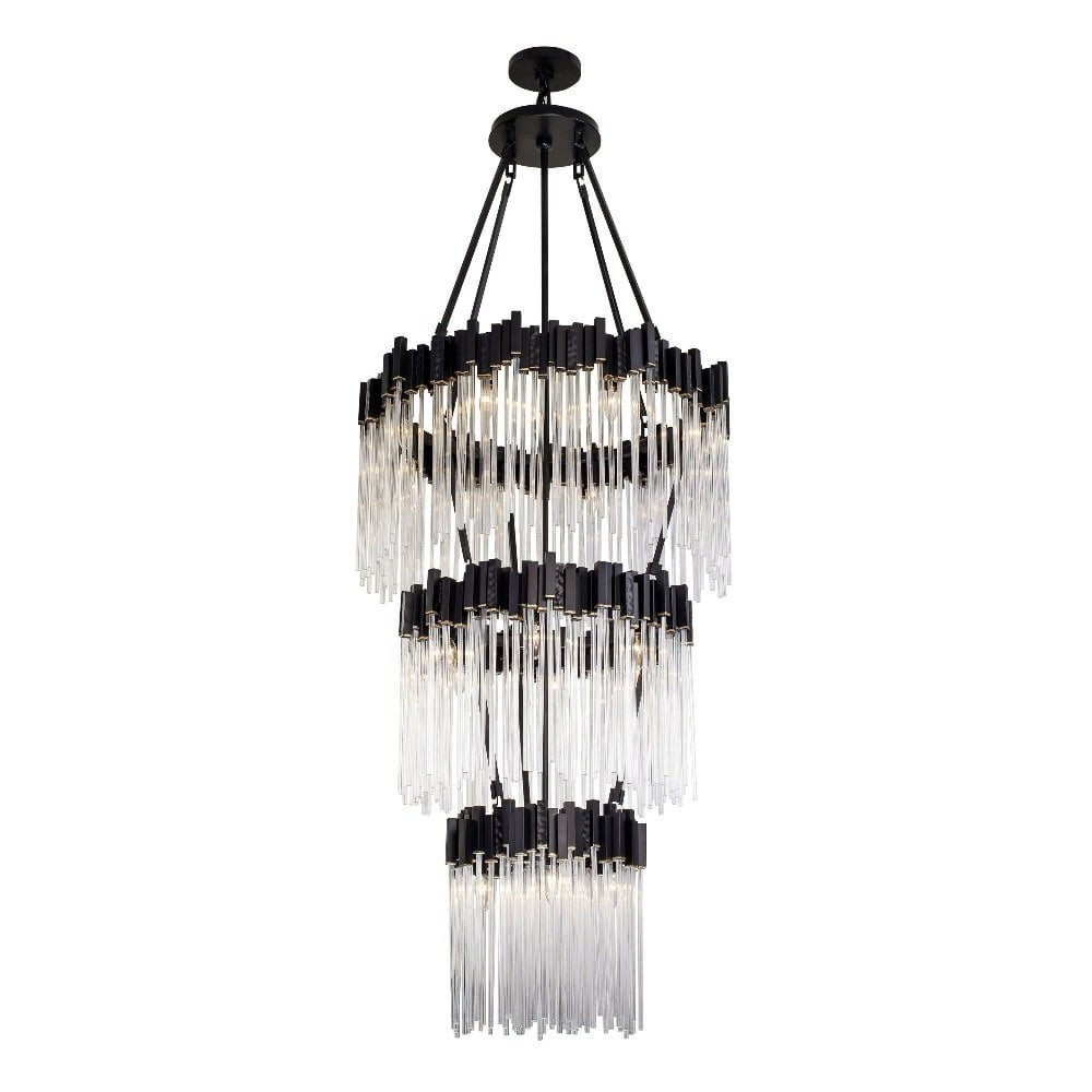 309C19MBFG-Varaluz Lighting-Matrix - Nineteen Light Three-Tier Chandelier-Matte Black/French ...