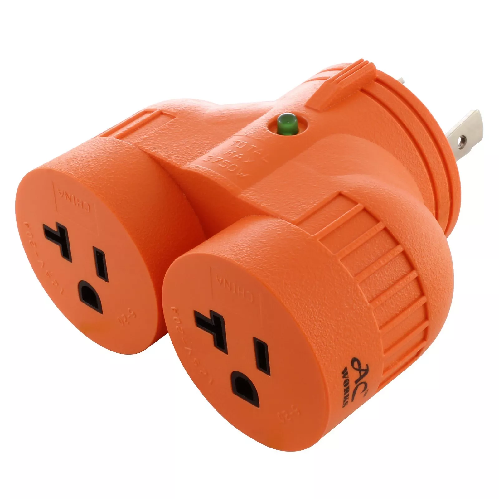 30A 125V NEMA L5-30 Male Plug to 2 20A 125V NEMA 5-20 Female Connectors ...