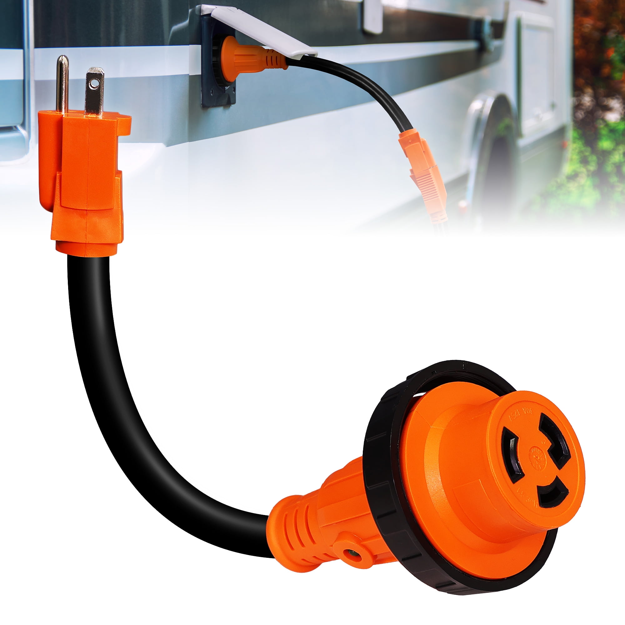 30A to 15A RV Power Adapter Cord Plug [NEMA L5-30R Female to 5-15P Male ...