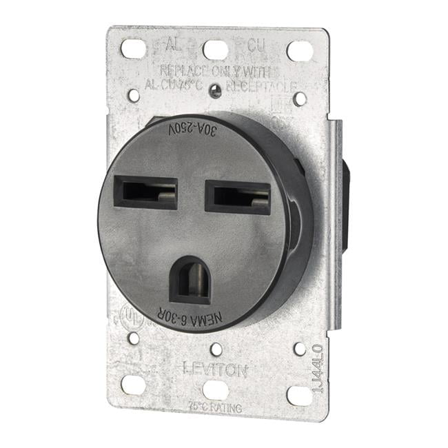 30A 250V 2-Pole Flush Mount Shallow Single Outlet Black - Walmart.com