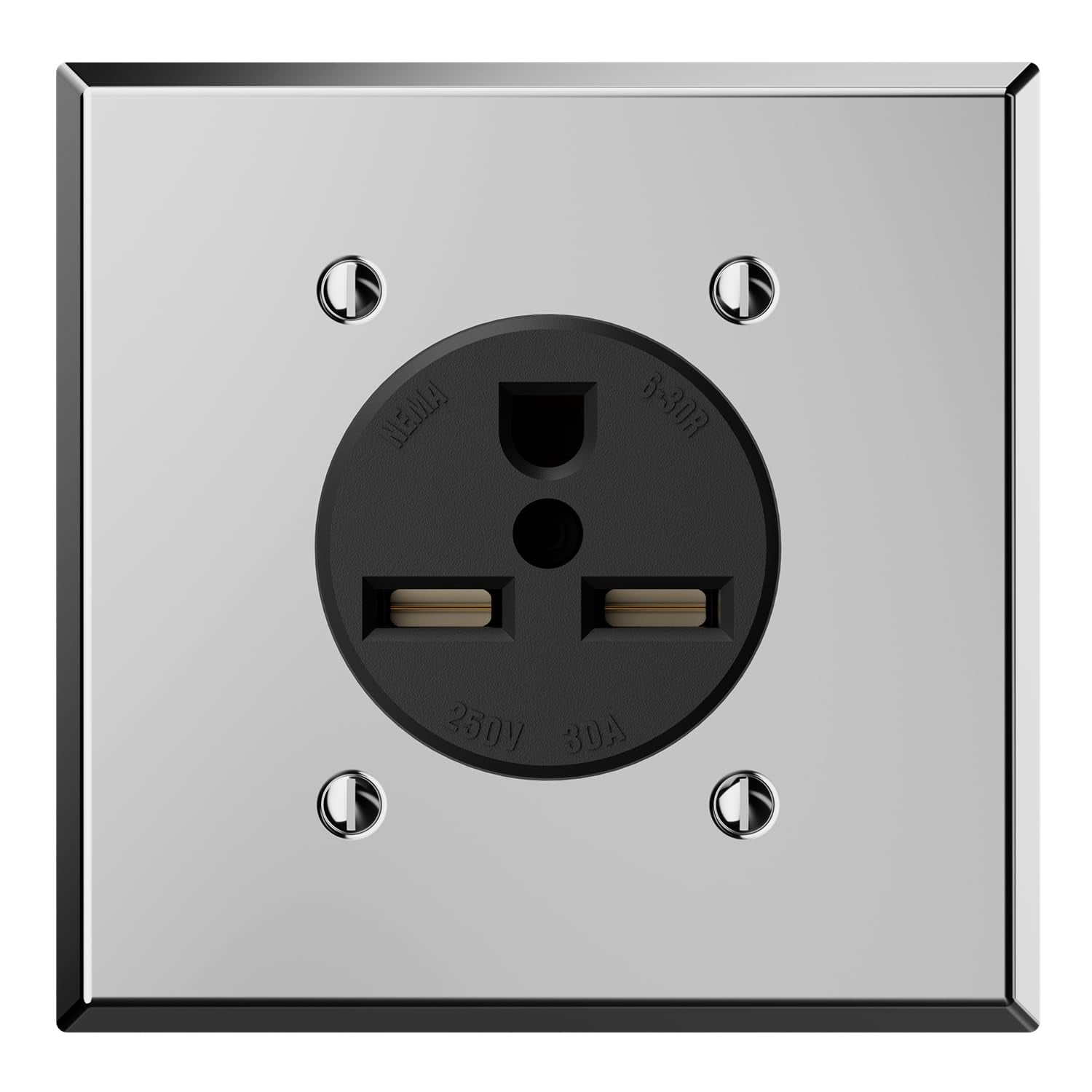 30A 250V Flush Mounting Power Receptacle, NEMA 6-30R, Straight Blade ...