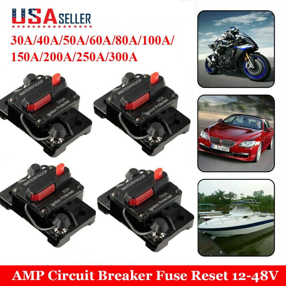 30A-300A AMP Circuit Breaker Fuse Waterproof 12-48V DC Car Boat Auto ...