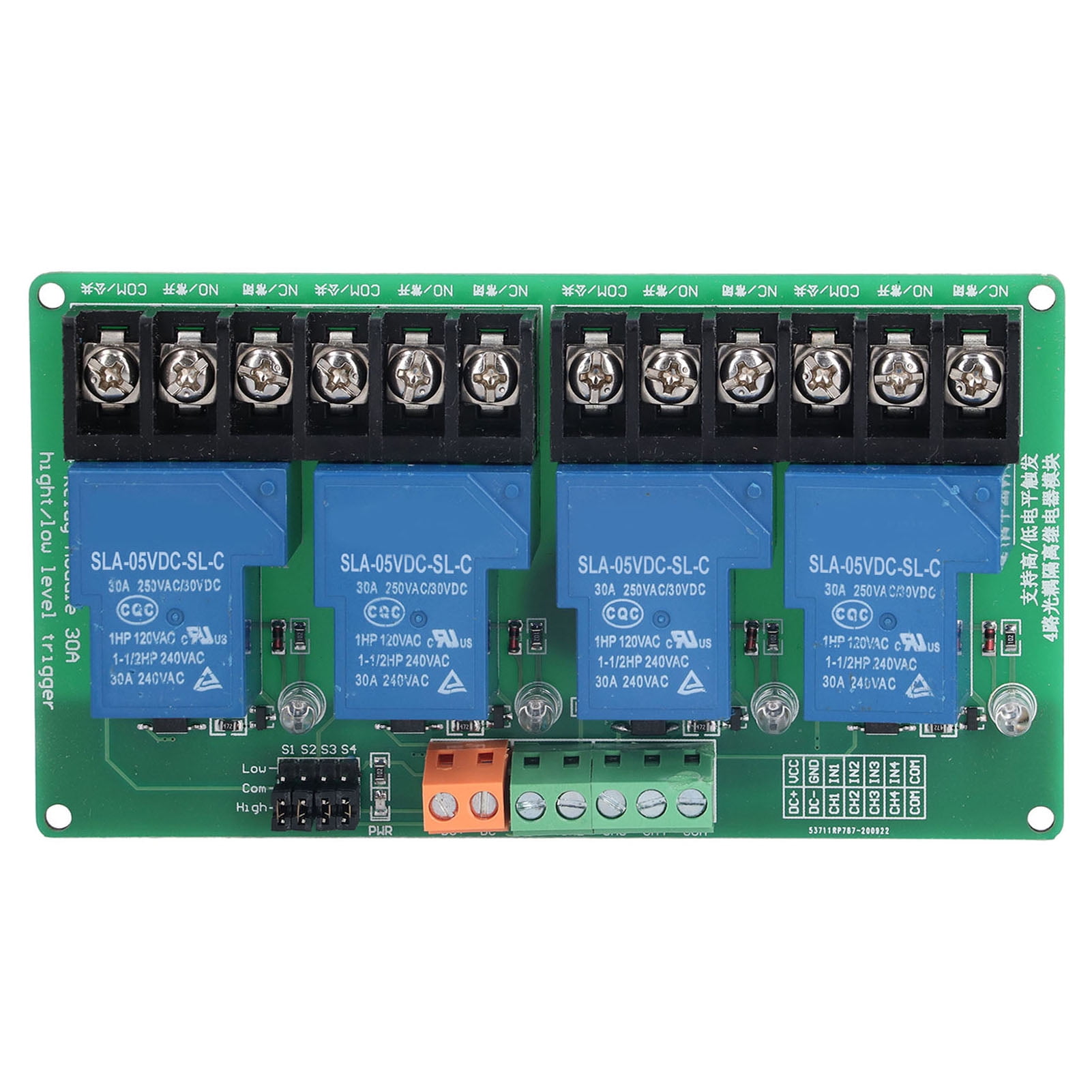 30A 4 Channel Relay Module, High Low Current Relay Board With Isolated ...