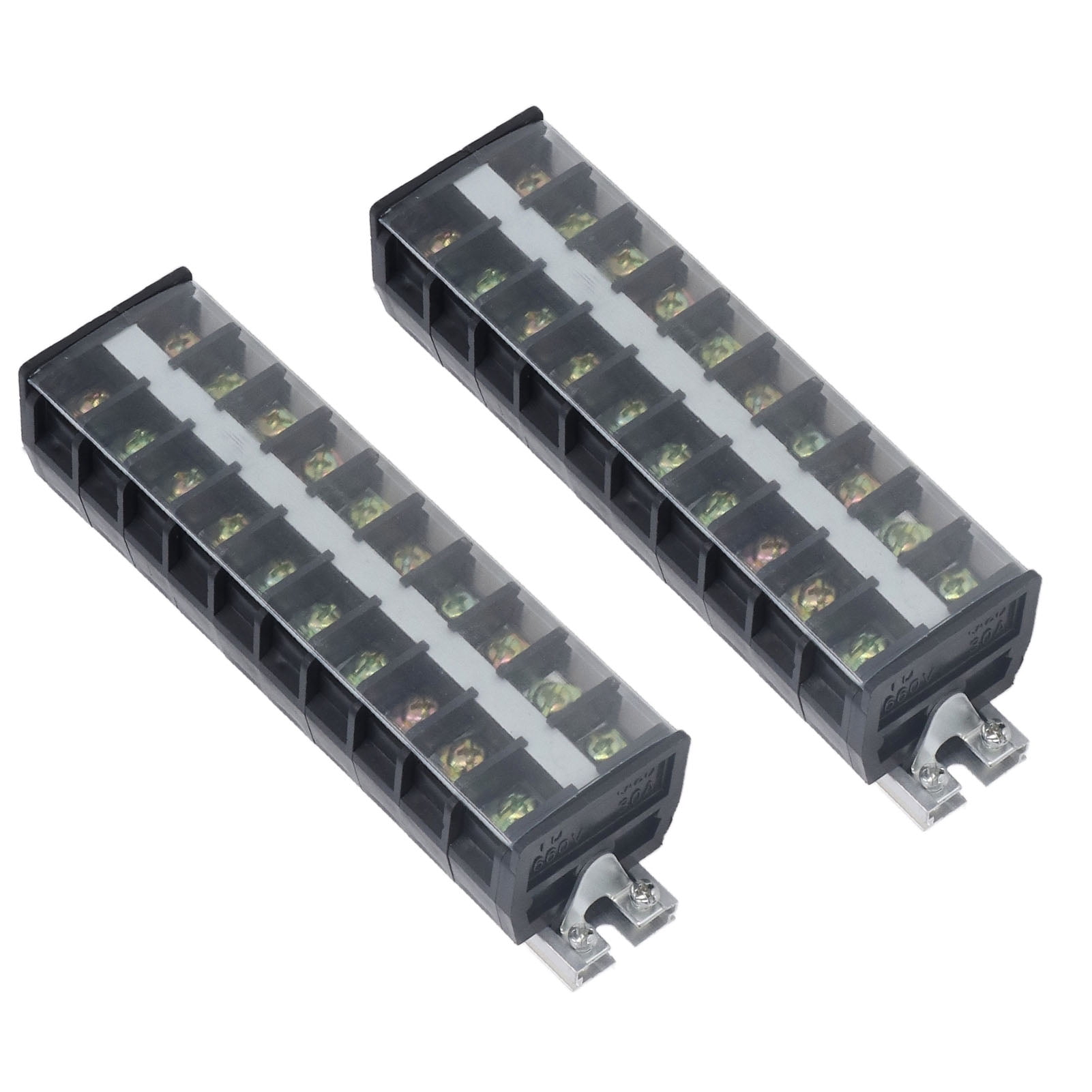 30A 660V Dual Row Terminal Block, Copper Barrier Strip For Power ...
