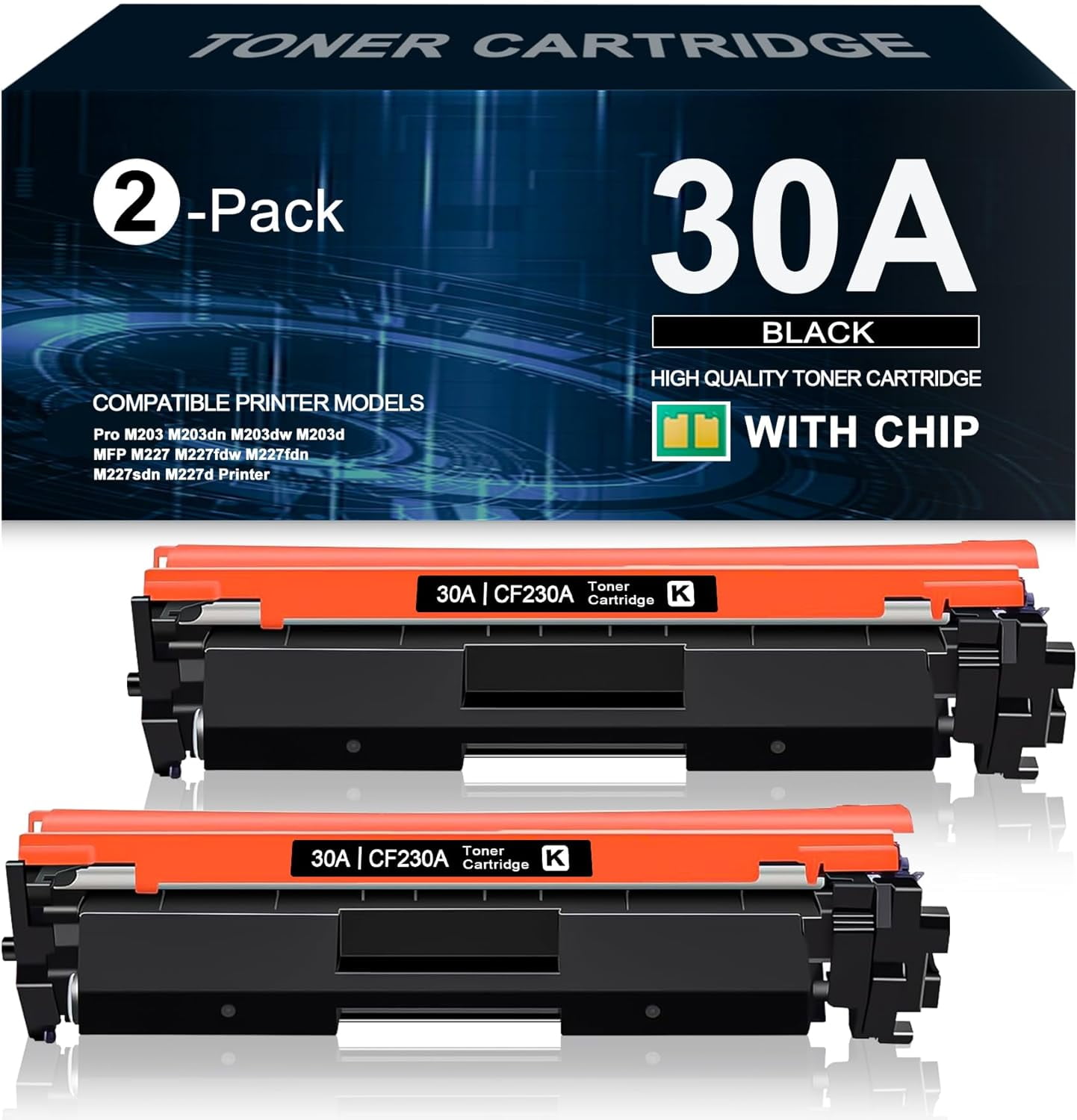 30A Black Toner Cartridge 2 Pack Replacement for HP 30A CF230A Toner Compatible with HP Pro MFP ...