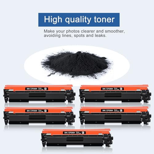 30A Black Toner Cartridge 5 Pack Replacement for HP 30A CF230A Toner ...