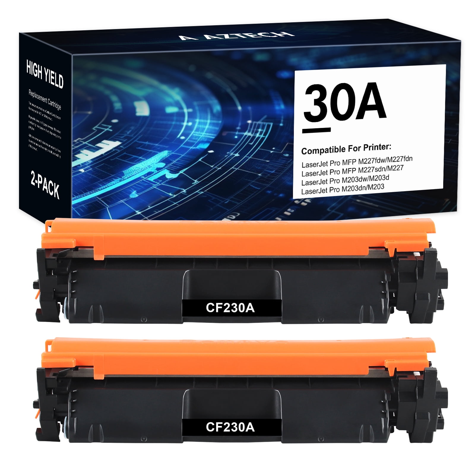 Aztech Premium Laser 30A Black Toner Cartridge 2-Pack Compatible for HP ...