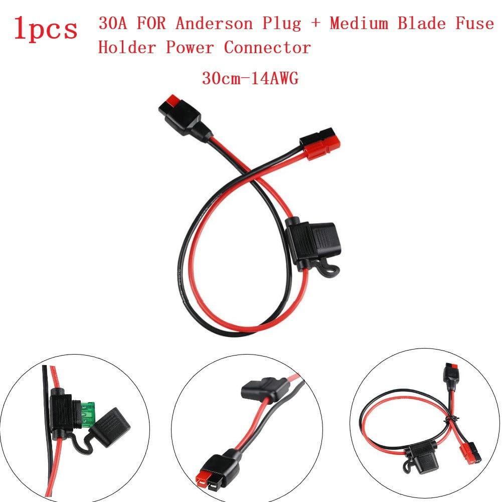 30A For Anderson Plug Wiring Medium Blade Fuse Holder Power Harness ...