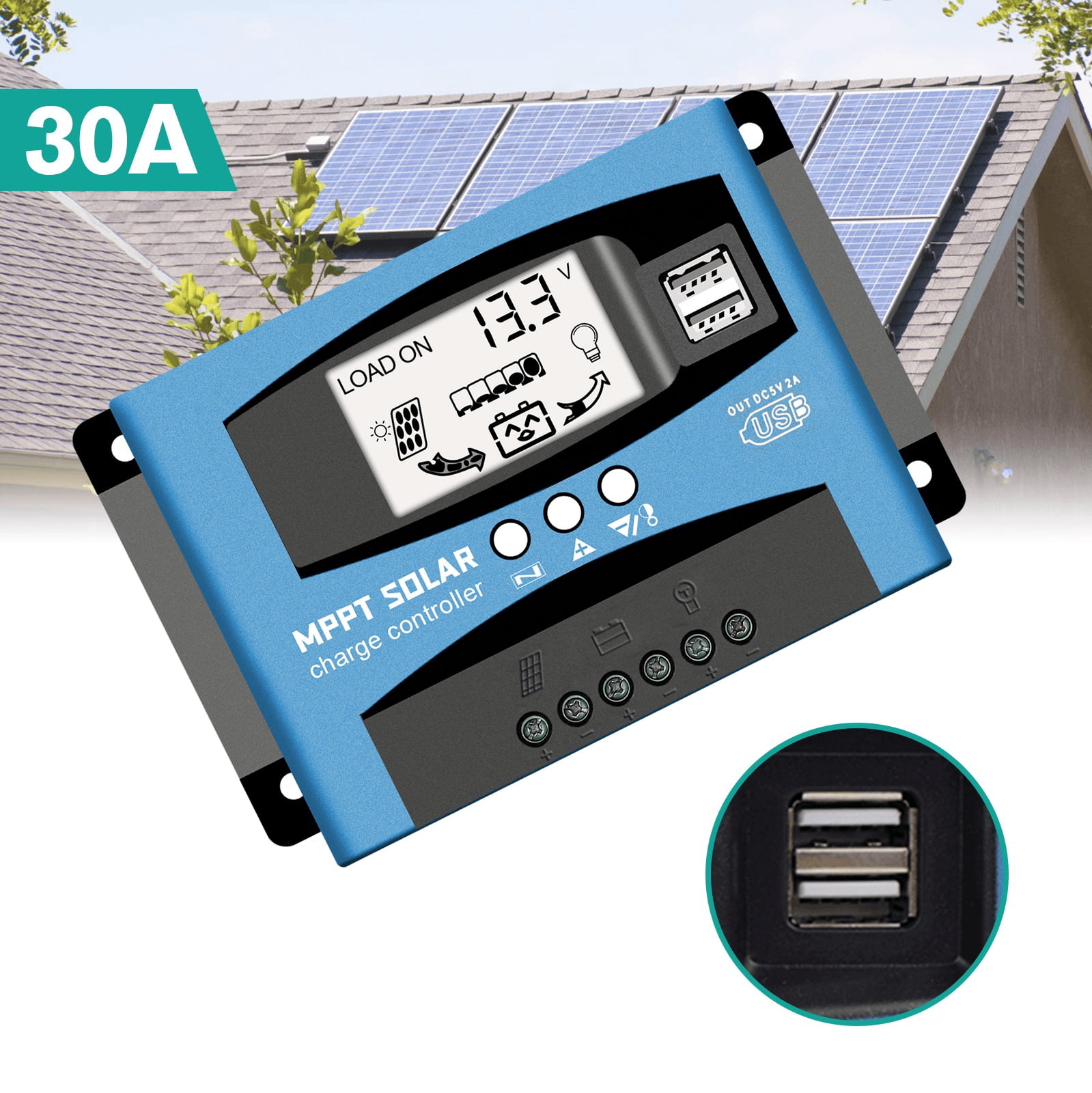 30A MPPT Solar Panel Regulator Charge Controller Auto Focus Tracking ...