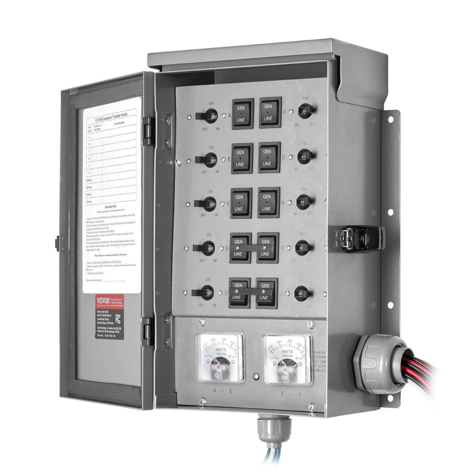 30A Manual Transfer Switch Kit - NEMA 3R 7500W 120/240V Generator ...