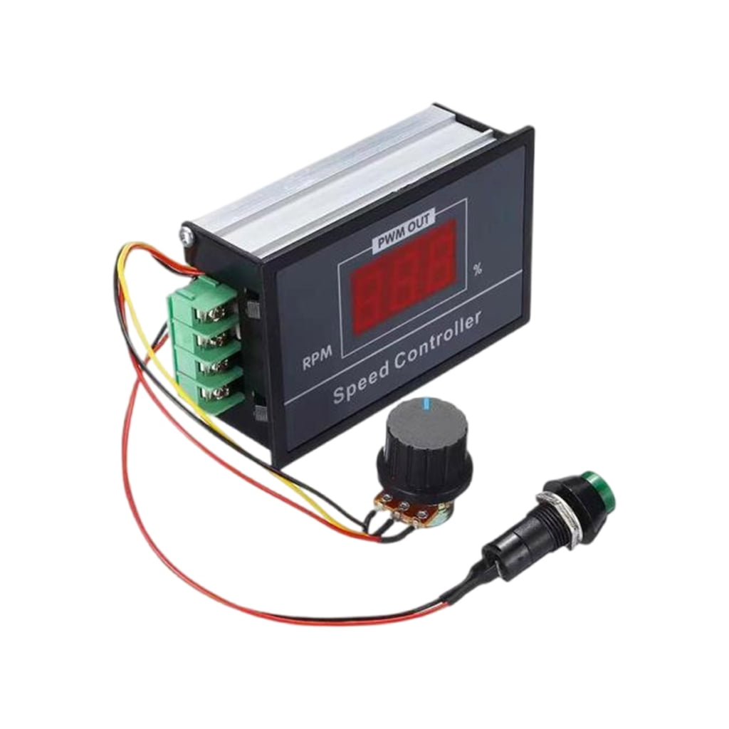 30A PWM Motor Speed Regulator with Screw Terminals Wiring and Momentary Start/Stop Switches for ...