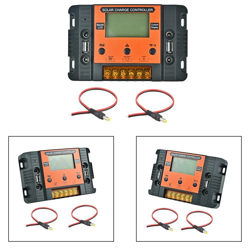 30A Solar Charge Controller 12V/24V With Temperature Sensor, 2 Usb ...