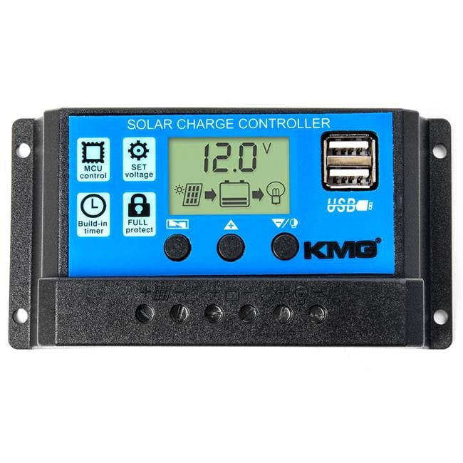 30A Solar Charger Controller 12V-24V Solar Panel Battery PWM Intelligent Regulator with Dual USB ...