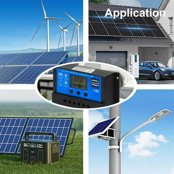 30A Solar Controller with USB Ports, LCD Display, Auto 12V/24V, for Off ...