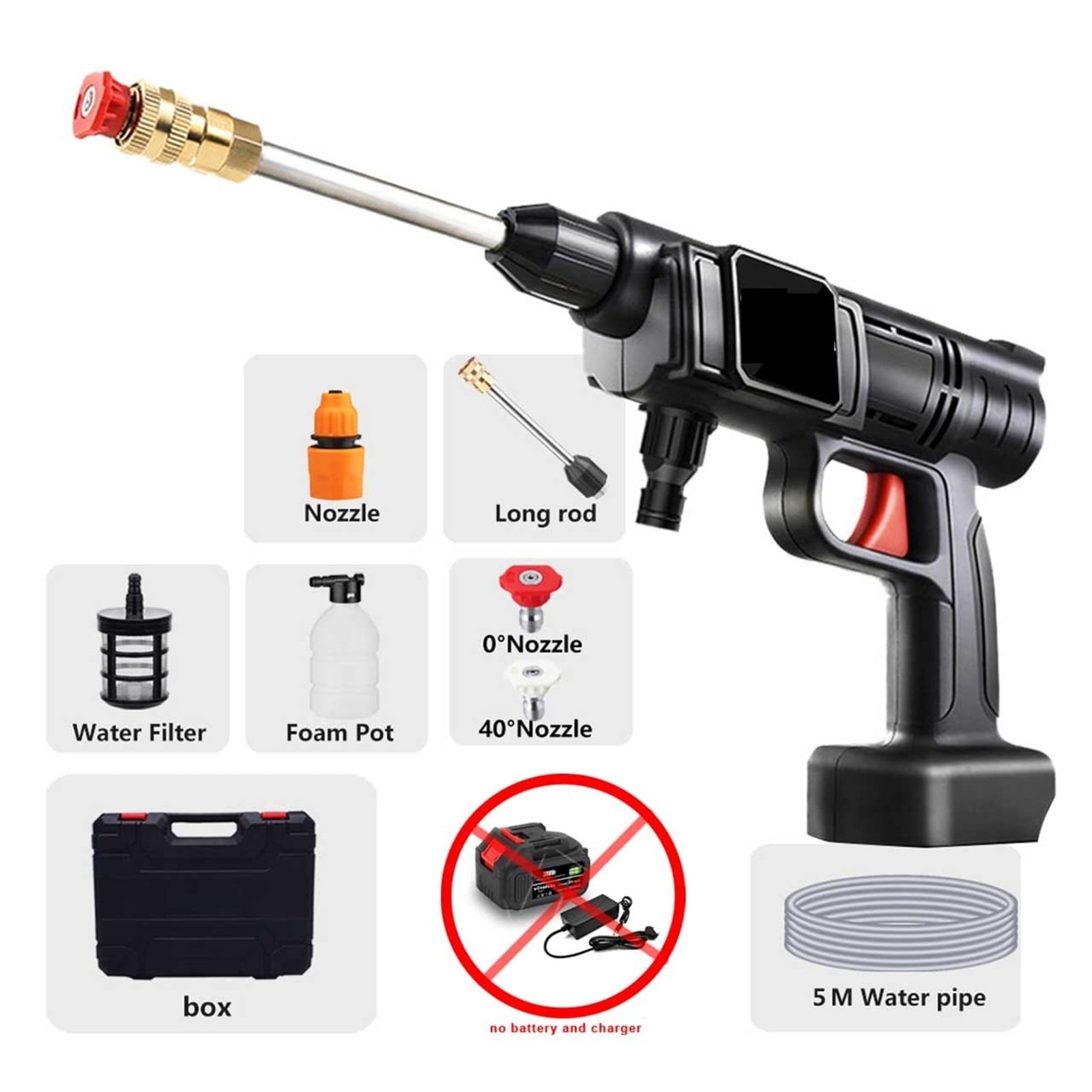 30Bar Wireless High Pressure Car Wash Washer Gun Foam Generator Water Gun Spray Cleaner With Box ...