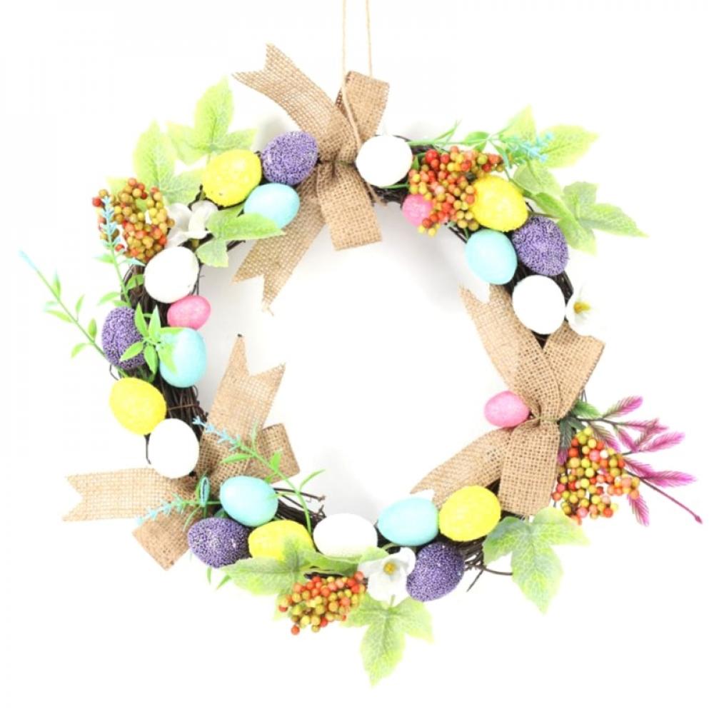 30CM Foam Easter Eggs Wreath DIY Rattan Easter Cross Hanging Door ...