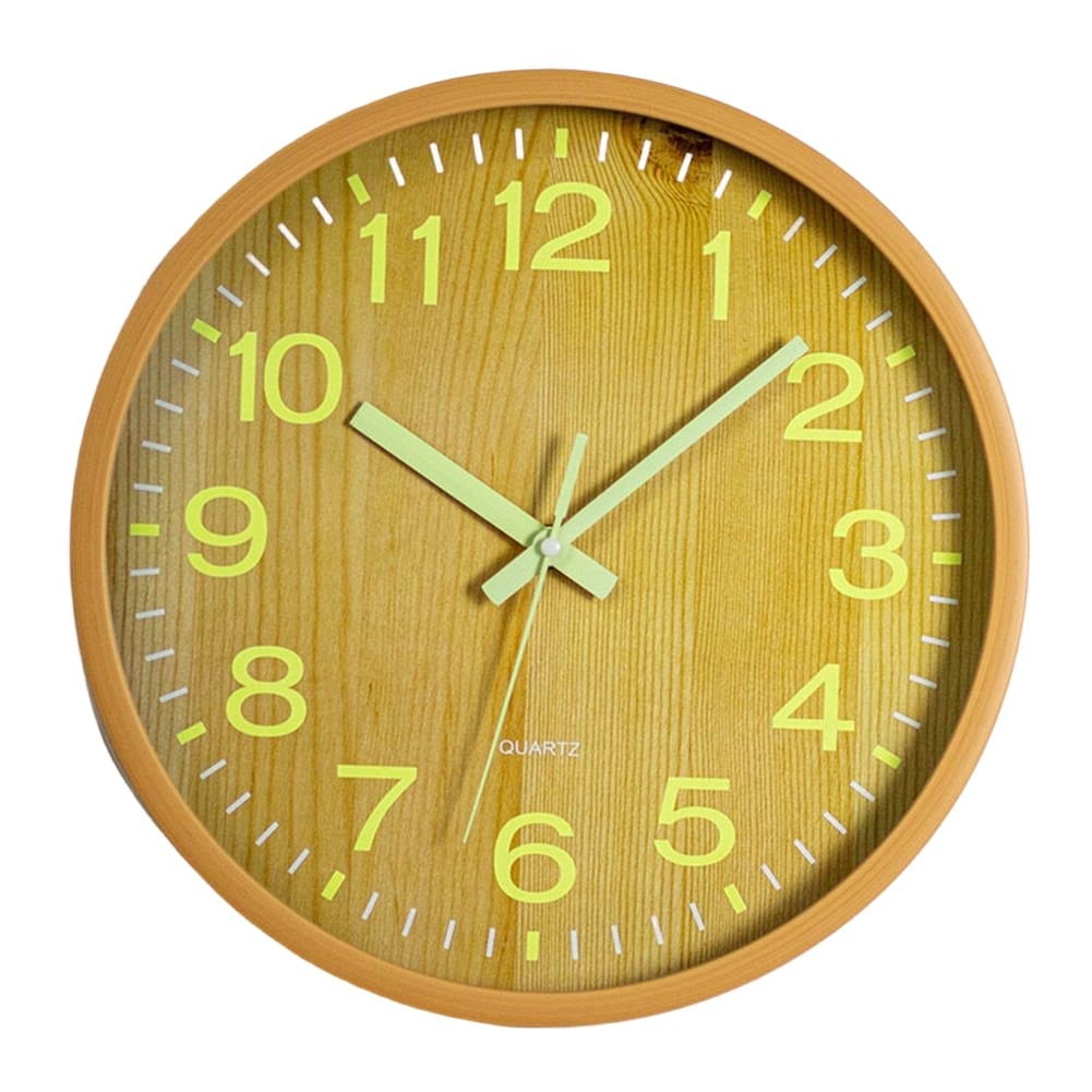 30CM Luminous Digital Wall Clock Silent Sweep Movement Imitation Wood ...
