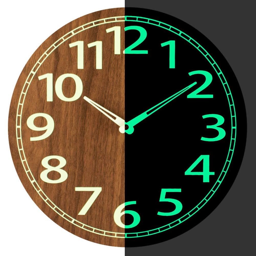 30Cm Luminous Digital Wall Clock With Silent Sweep Movement Wooden ...