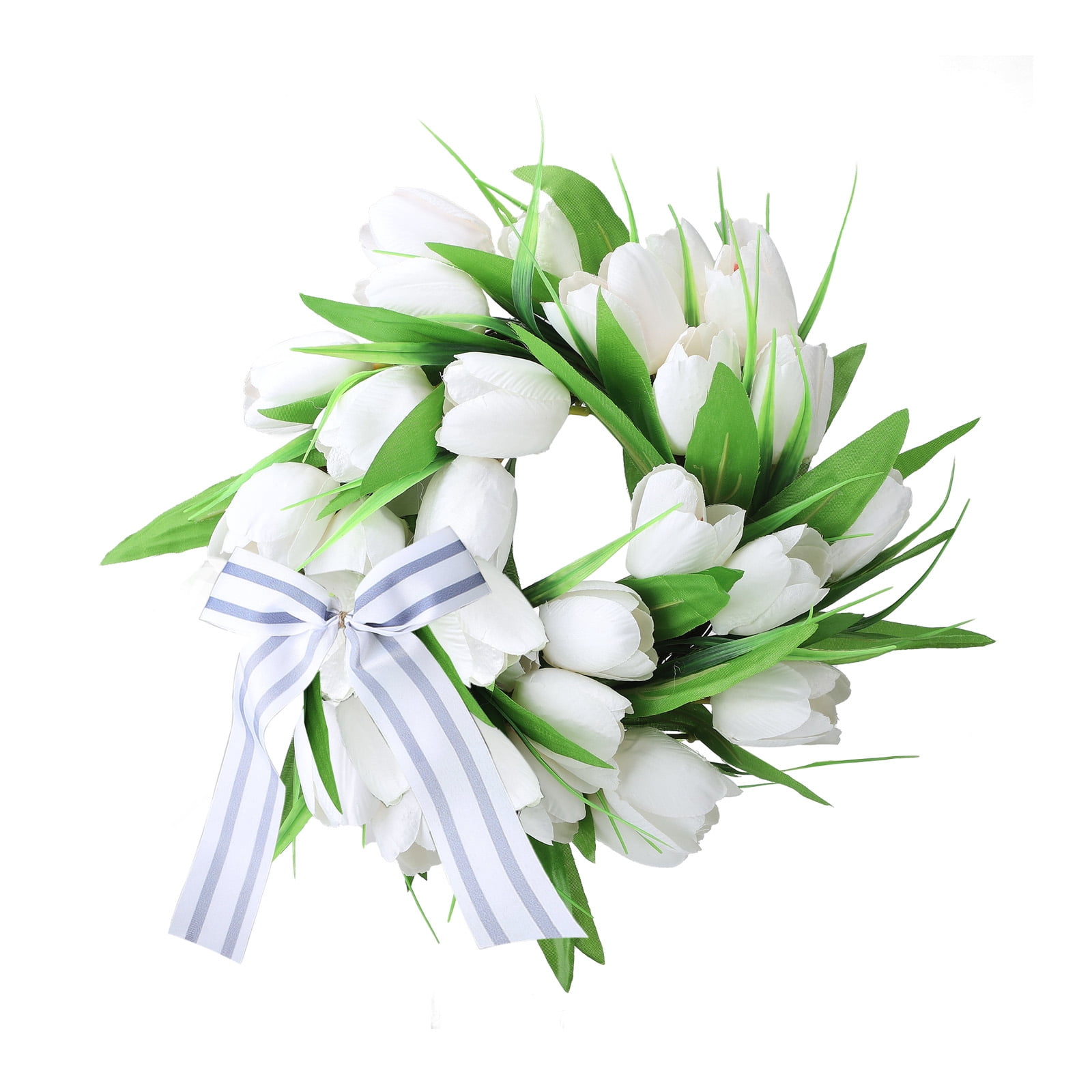 30CM Wreath Bristle Branch Wreath with White Tulip Flowers for Front ...