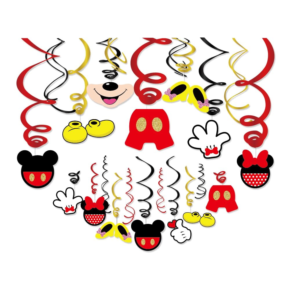 30CT Red Mouse Hanging CM31 Swirl Decorations for Party Minnie Mouse ...