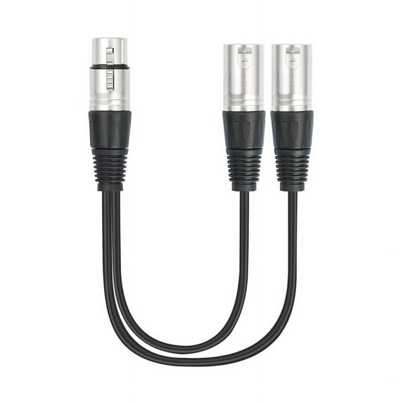 30Cm 3 Pin XLR Female to Double Male Y Splitter Cable,Microphone ...