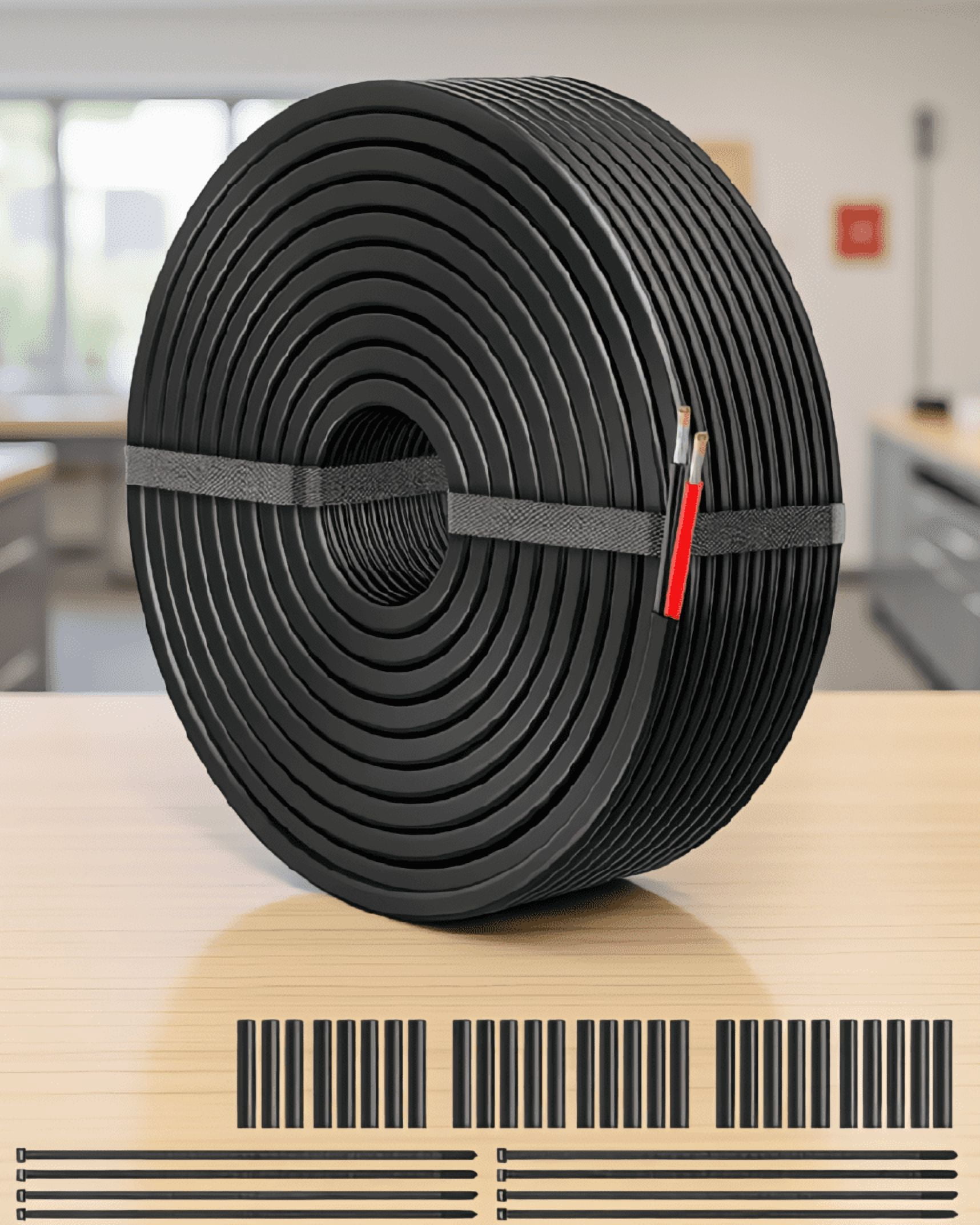 30FT 18 AWG 2-Conductor Electrical Wire, Stranded Tinned Copper PVC ...
