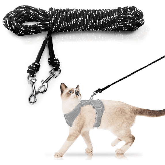 30FT/9M Reflective Extra Long Cat Yard Leash, Lightweight Nylon Long ...