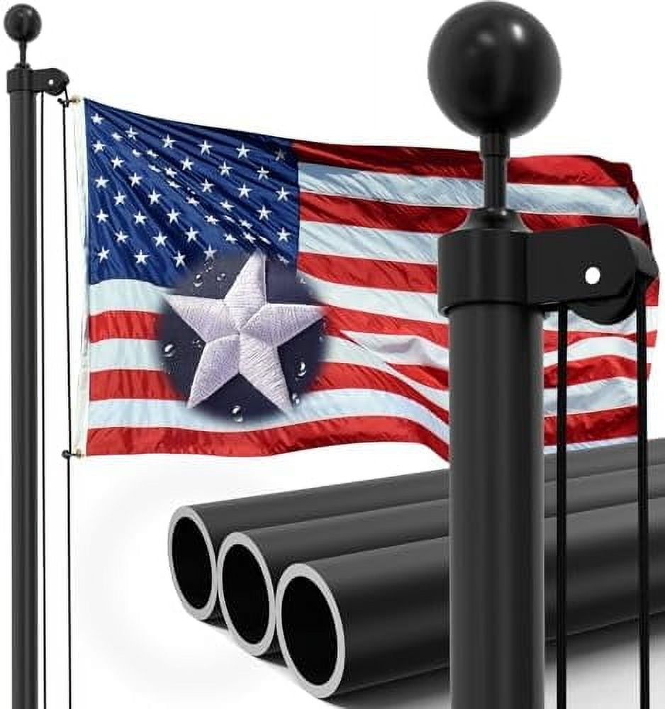 30FT Black Heavy Duty Flag Pole,11-Gauge Aluminum,Extra Thick ...