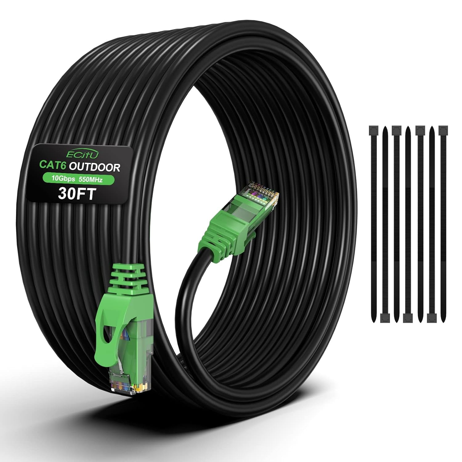30FT Cat6 Outdoor Ethernet Cable, In-Ground, Heavy Duty Direct Burial ...