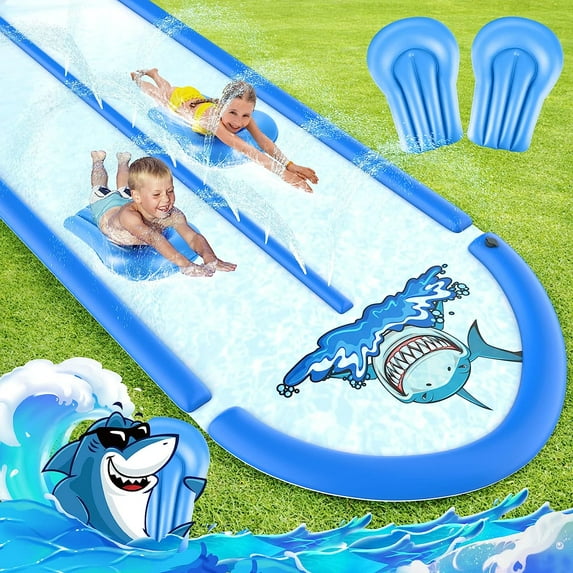 30FT Dual Lane -Themed Slip and Slide with Sprinkler, Heavy Duty Water ...