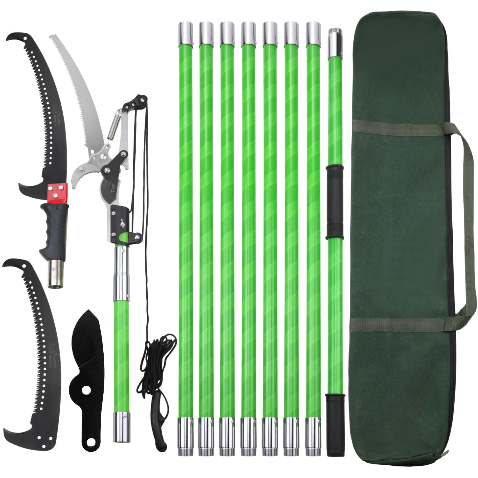 30FT Extendable Tree Pole Pruner – Manual Tree Trimming Tool with Saw ...