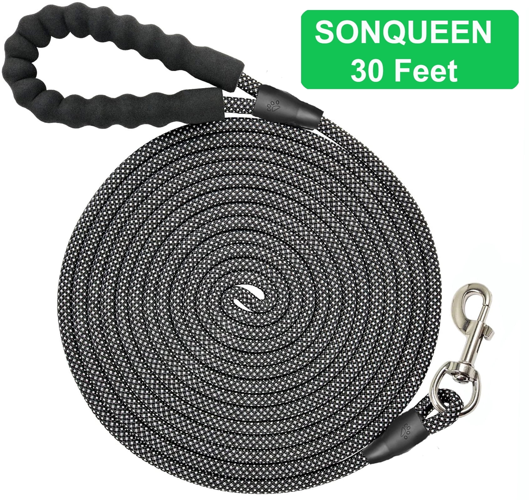 SONQUEEN 30FT Long Leash for Dogs,Heavy Duty Reflective Long Dog Leash ...
