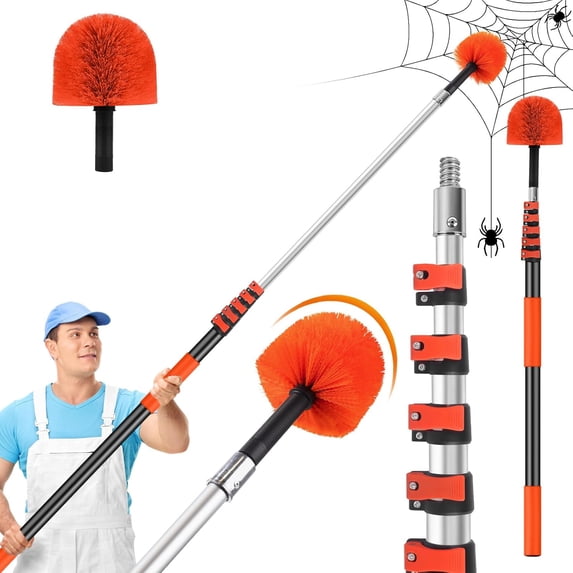 30FT Reach Cobweb Duster with Extension Pole,Spider Web Brush for ...