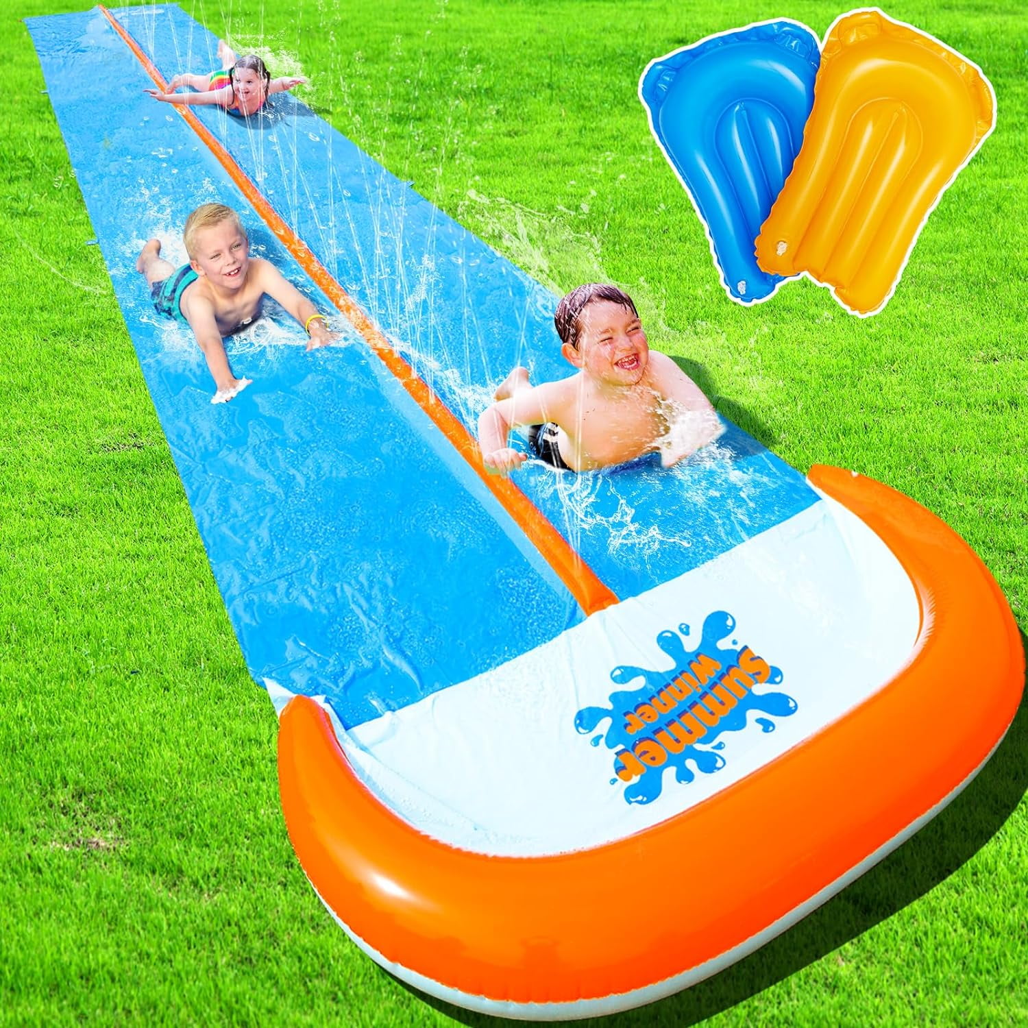 30FT Slip Lawn Water Slide, Extra Long Slip Splash and Slide for Kids ...