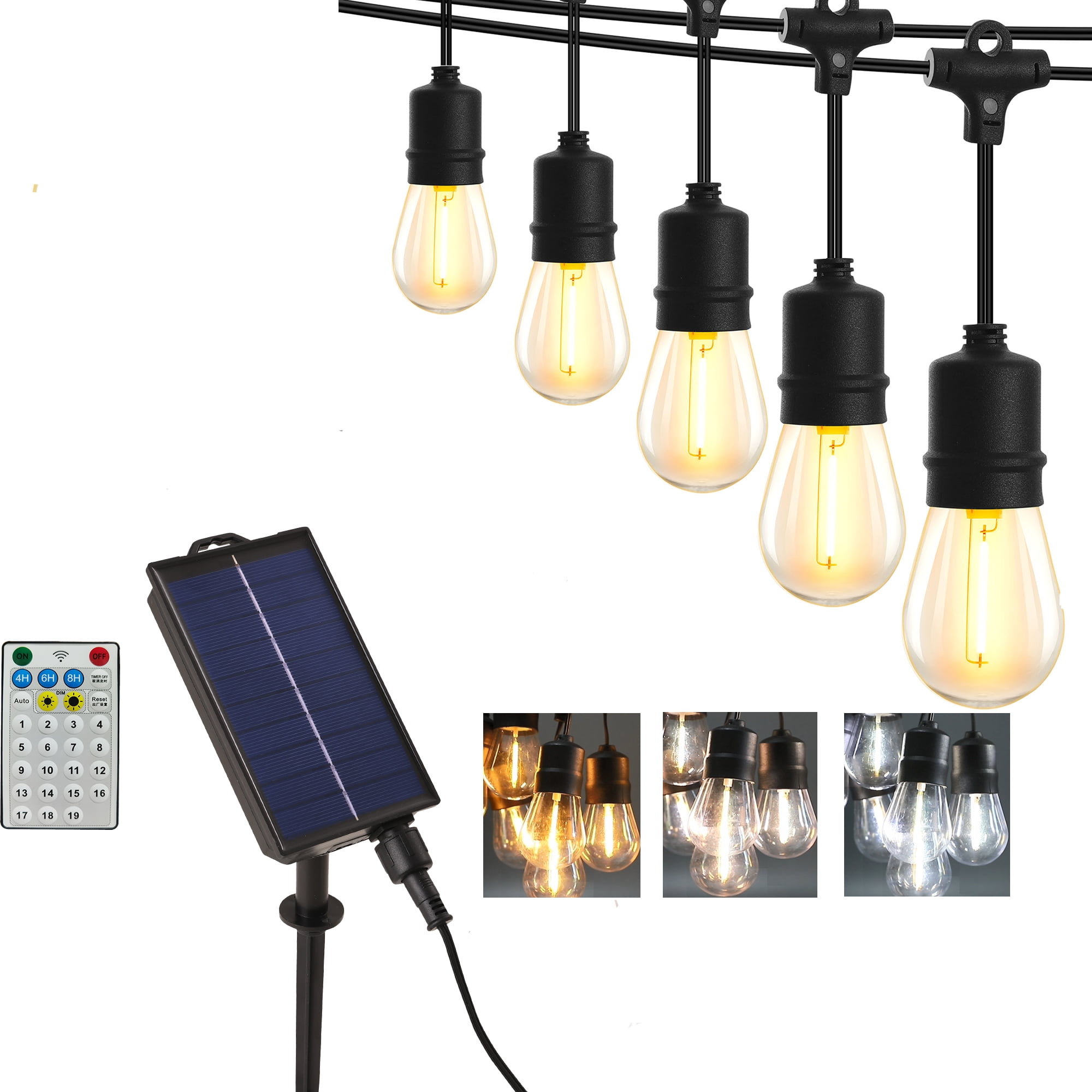 30FT Solar Powered LED Outdoor String Lights, 3 Color Changing hanging ...