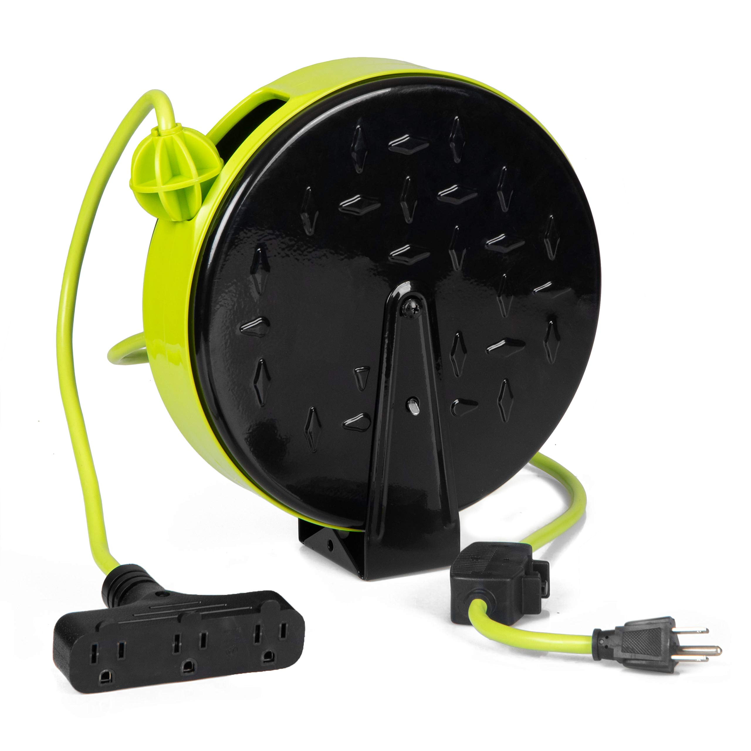 30Ft Retractable Extension Cord Reel with Breaker Switch & 3 Electrical ...