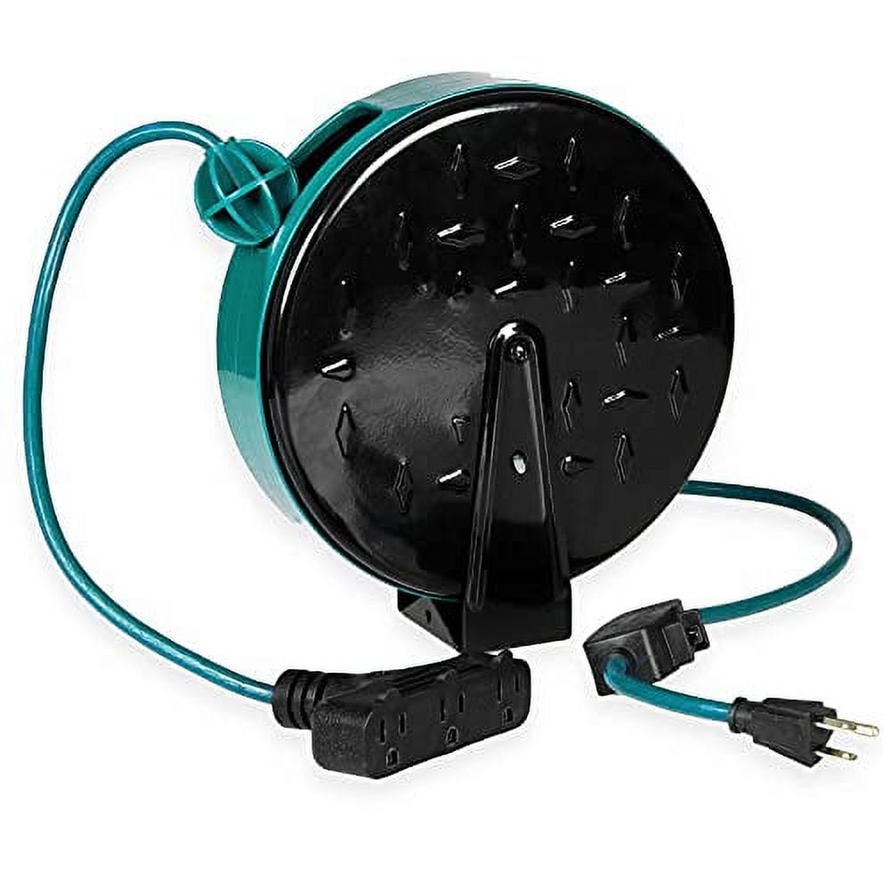 30Ft Retractable Extension Cord Reel with Breaker Switch & 3 Electrical ...