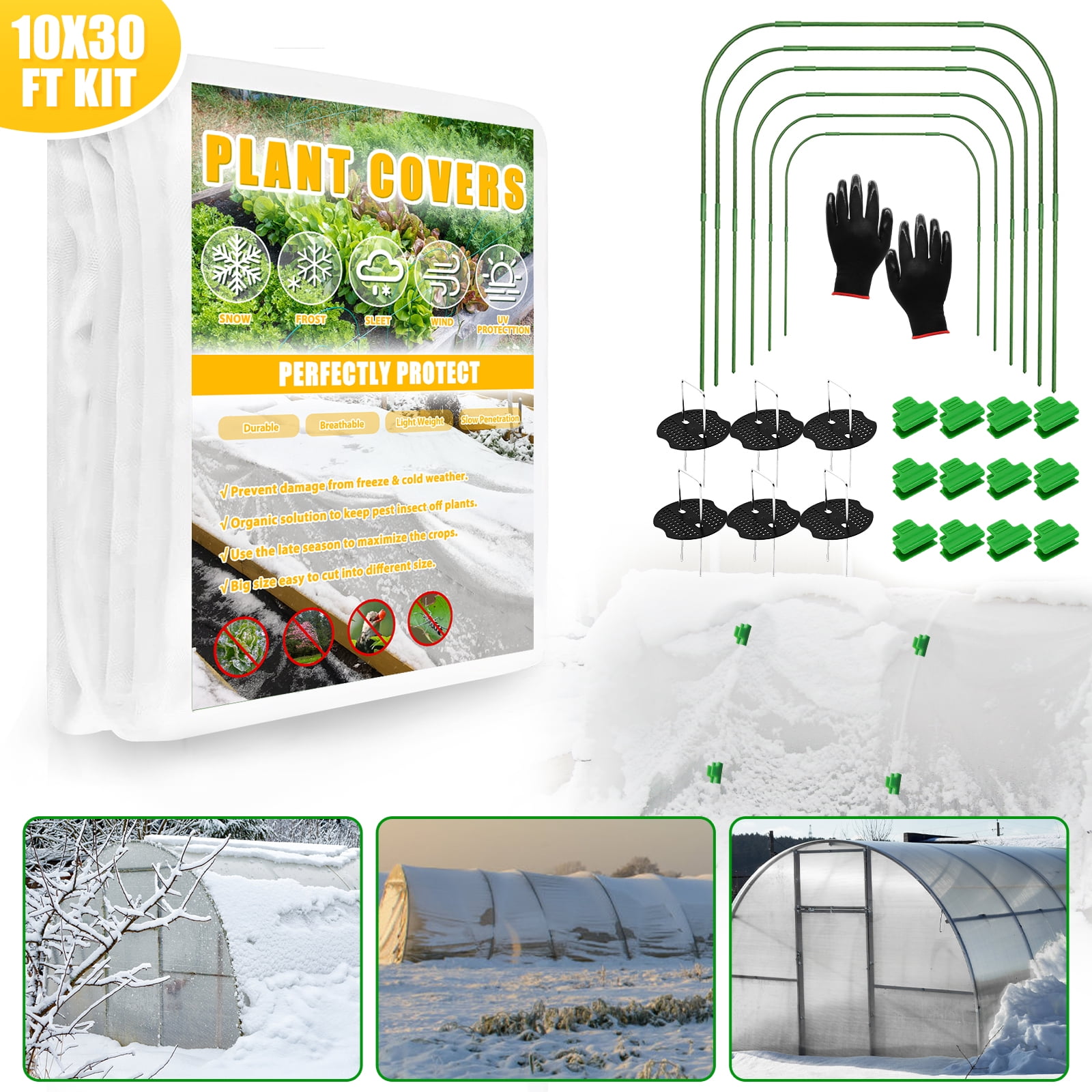 Biobubana 30ft x 10ft Reusable Plant Covers Freeze Protection with ...
