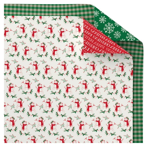 Green and Red Reversible Christmas Wrapping Paper, 90 sq ft, 2 Rolls ...