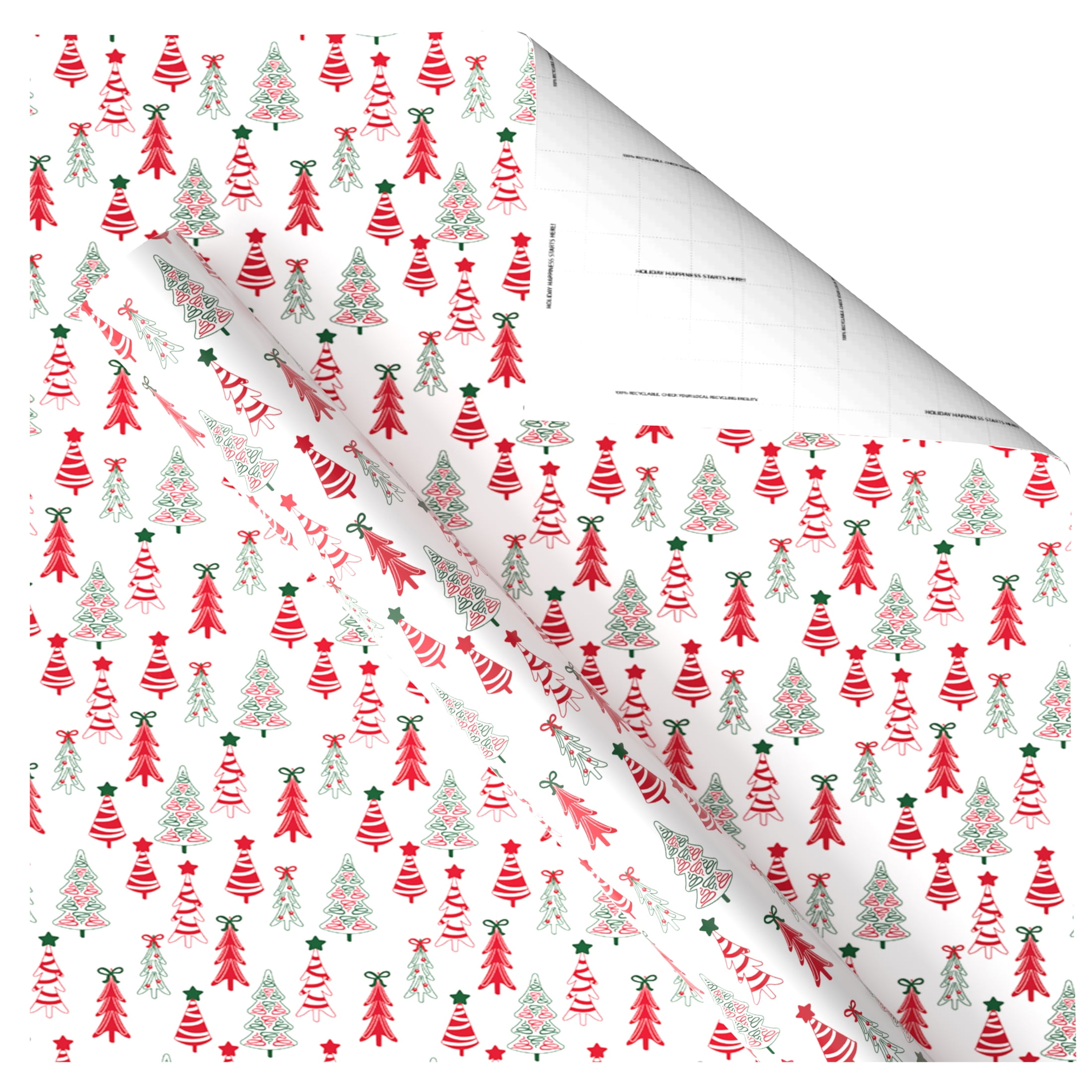 Red and Green Christmas Trees Heavyweight Wrapping Paper, 120 sq ft, by ...