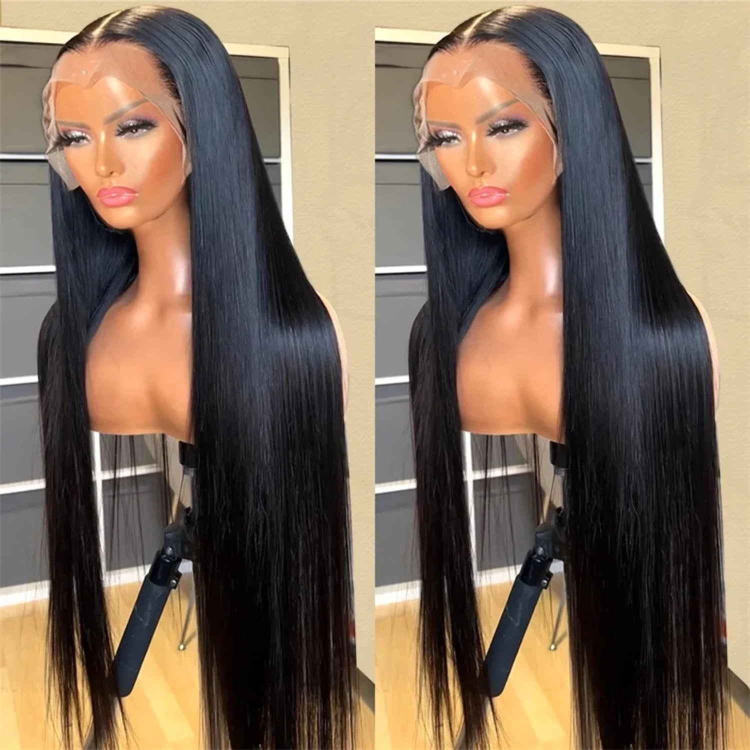 30Inch Lace Front Wig Brazilian Bone Straight Human Hair Wig Transparent 13X4 13X6 Lace Frontal ...