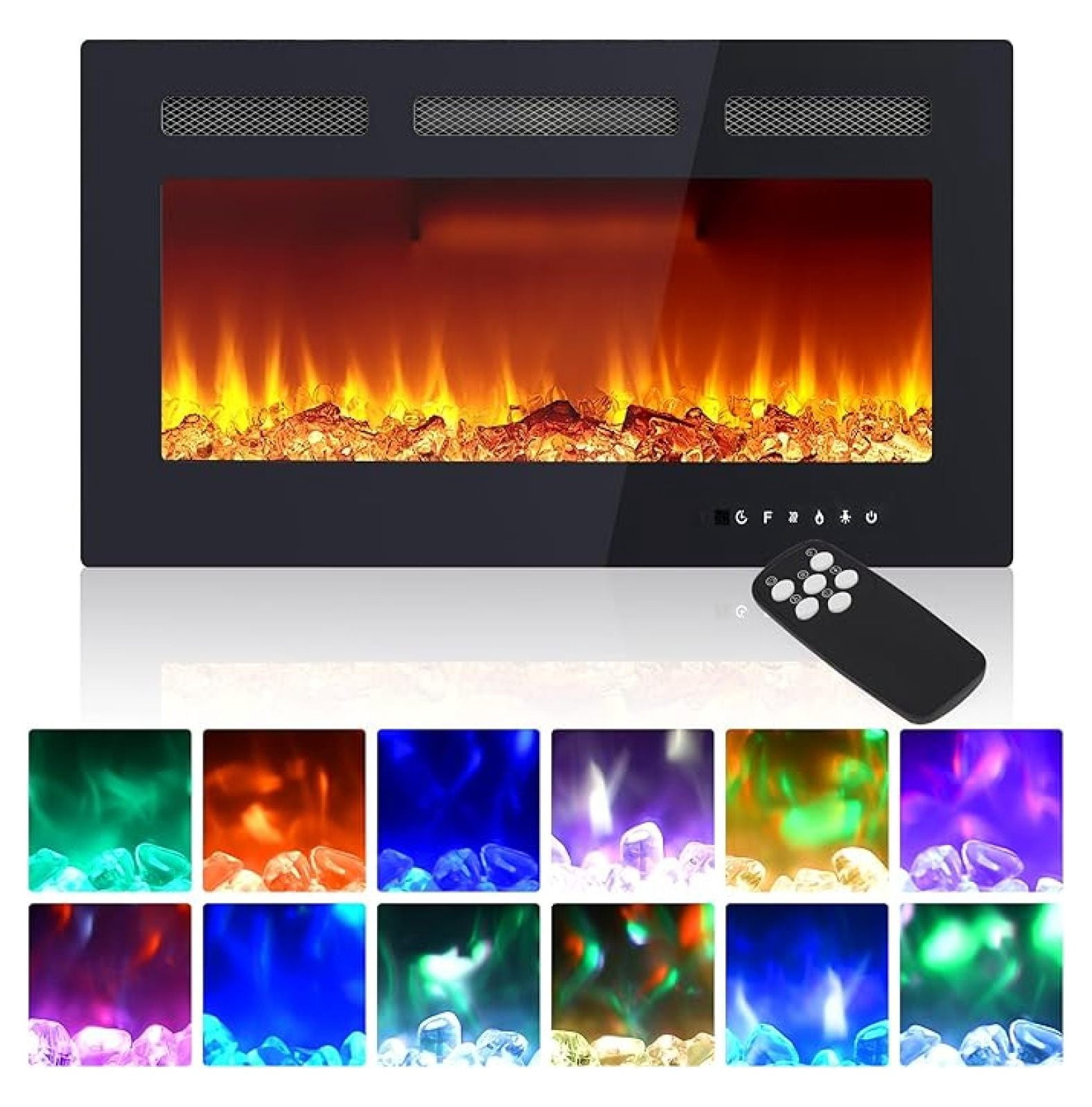 30Inch Recessed Electric Fireplace with Control & Touch Screen, Ultra ...