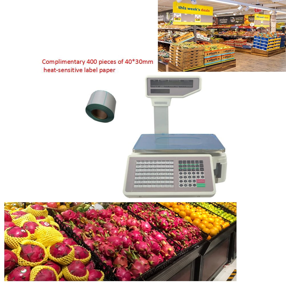 30KG Bar Code Label Printing Electronic Scales Five-Window Upright ...