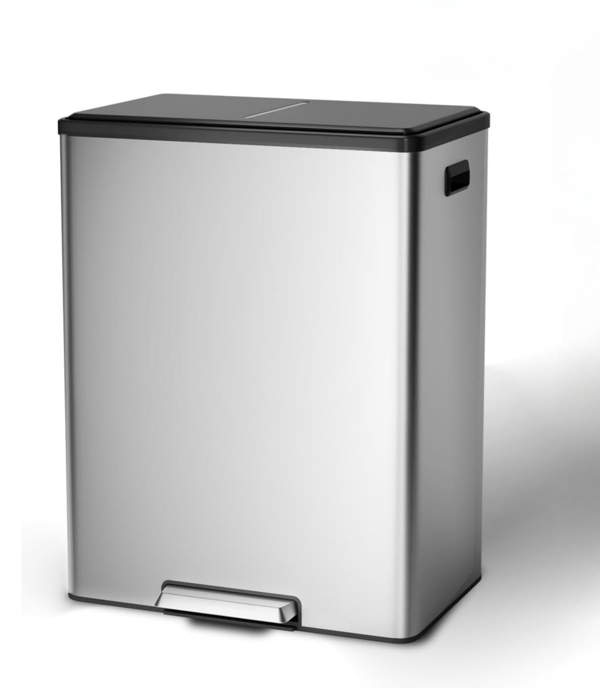 30L+30L/16 Gallon Dual Trash Can,Garbage Can with 2 Removable Barrel,Stainless Steel Trash Bin ...