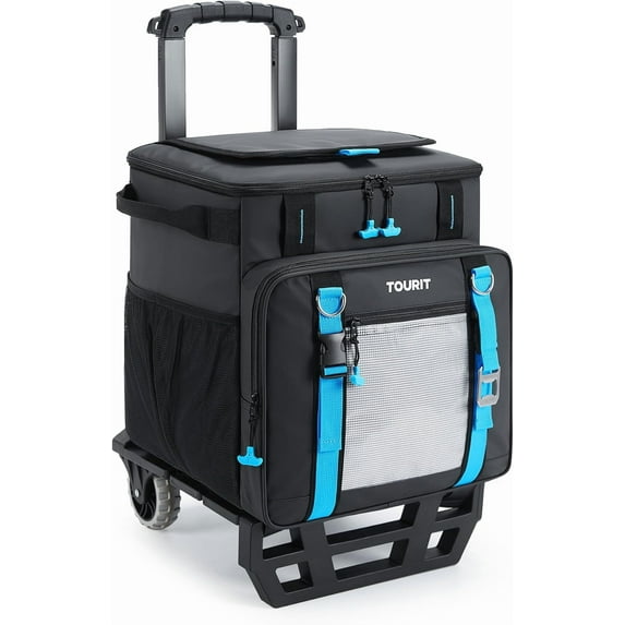 30L/50-Can Cooler with Wheels - 16Hrs Ice Retention Rolling Cooler with ...