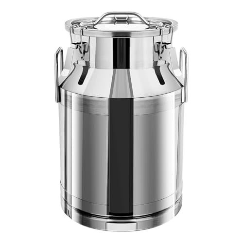 30L/8 Gallon Milk Can, Stainless Steel Milk Bucket Silicone Sealed Lid ...
