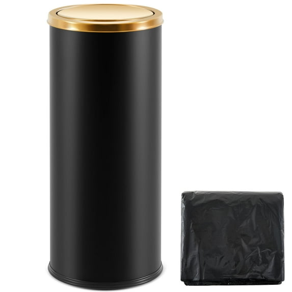 30L/8GAL Matte Black Lidded Trash Can with 100 Garbage Bags Metallic ...