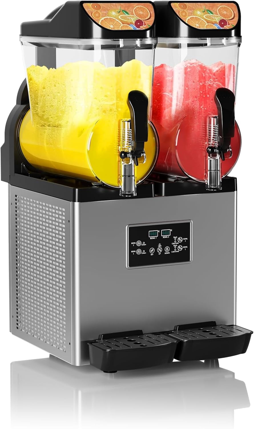 30L Dual-Flavor Slush Machine, Frozen Drink Maker with Fast Cooling ...