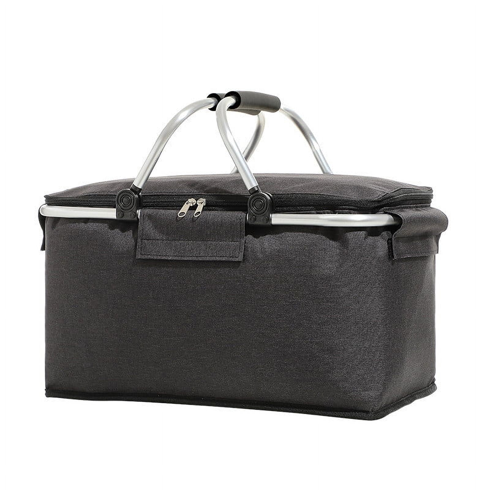 30L Insulated Cooler Bag Foldable Picnic Basket with Aluminum Frame for ...
